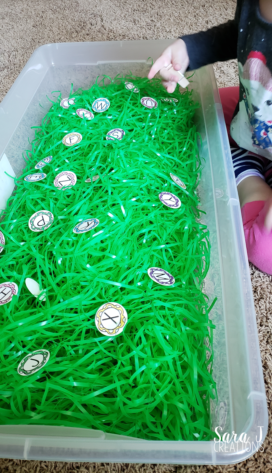 Alphabet Match Flower Sensory Bin | Sara J Creations