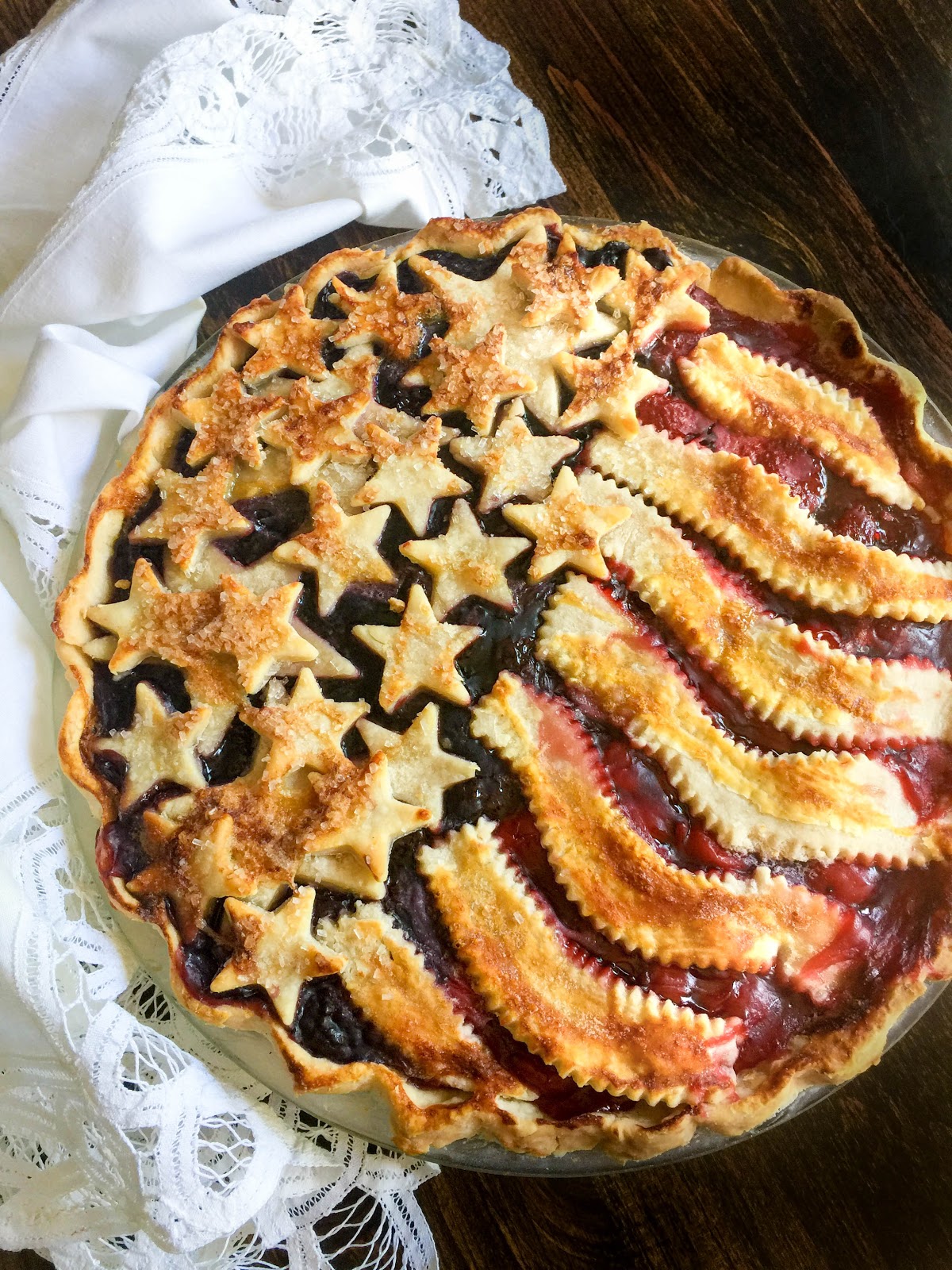 American Flag Pie with Homemade Pie Crust