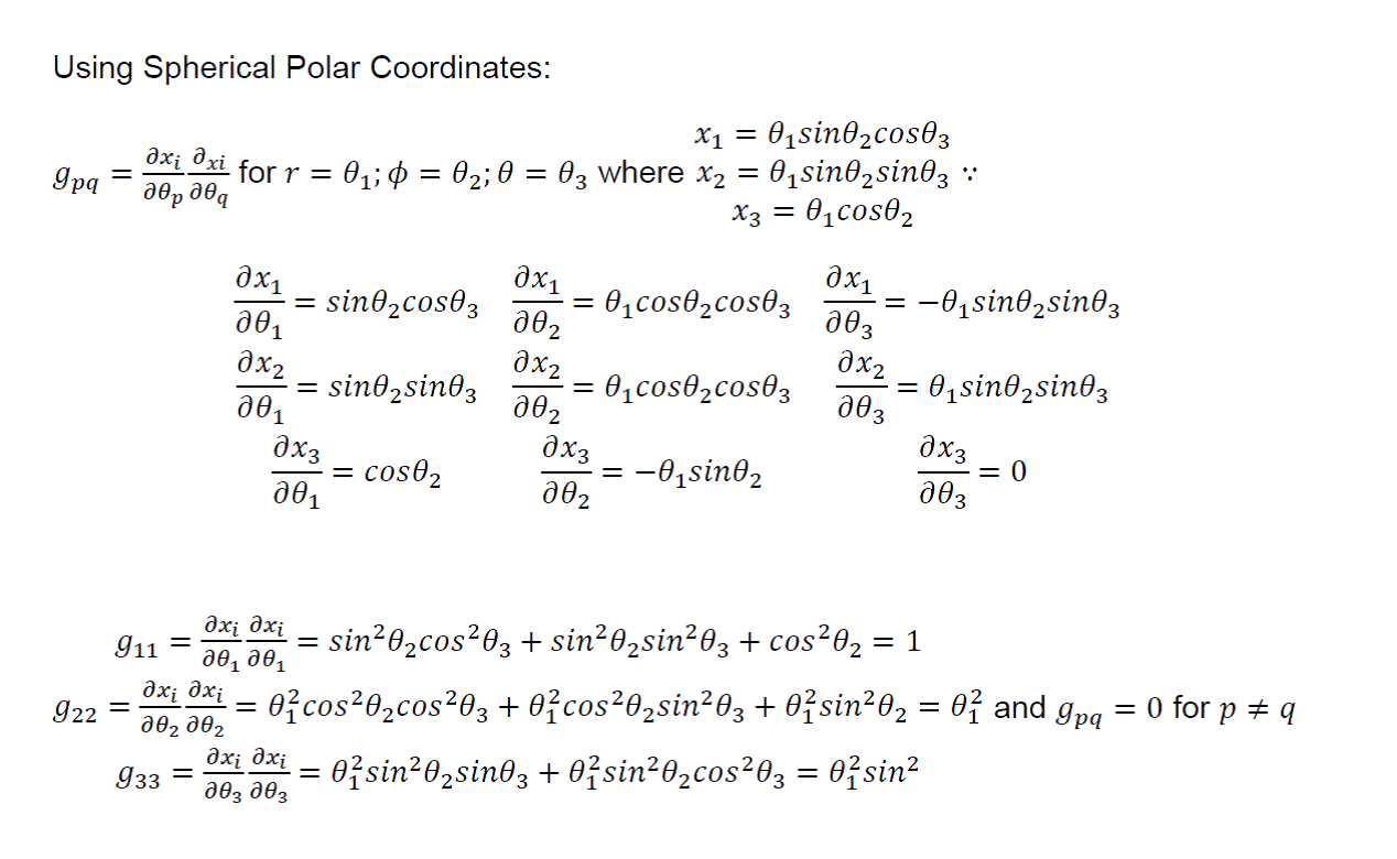 Spheres Metric Tensor