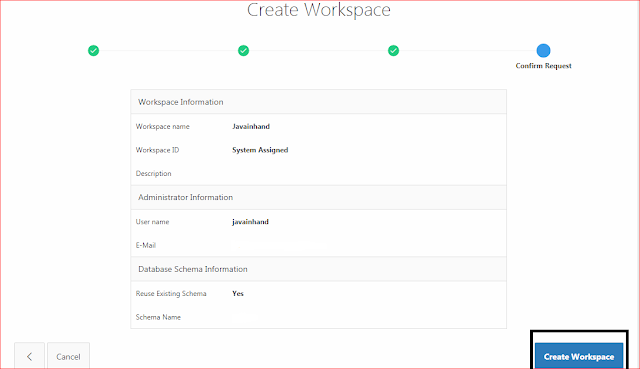 How To Create Workspace In Oracle Apex Javainhand Tutorial