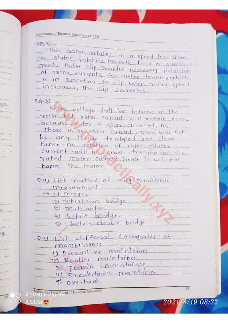 22625 Maintenance of electrical equipments Solved Lab Manual Answers ...