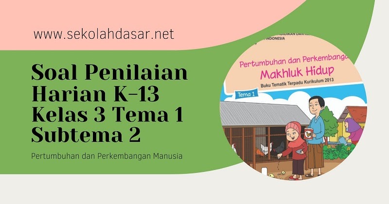 Soal Penilaian Harian K-13 Kelas 3 Tema 1 Subtema 2 - SekolahDasar.Net