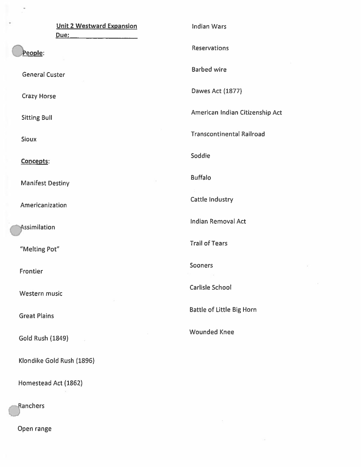 Mr. E's U.S. History and Black History Page: Unit 2 - Westward Expansion