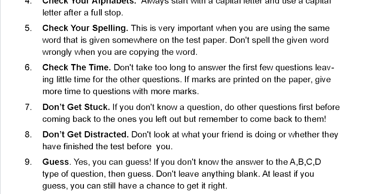 10 Test Taking Tips For Std 1, 2,3 ~ Parenting Times