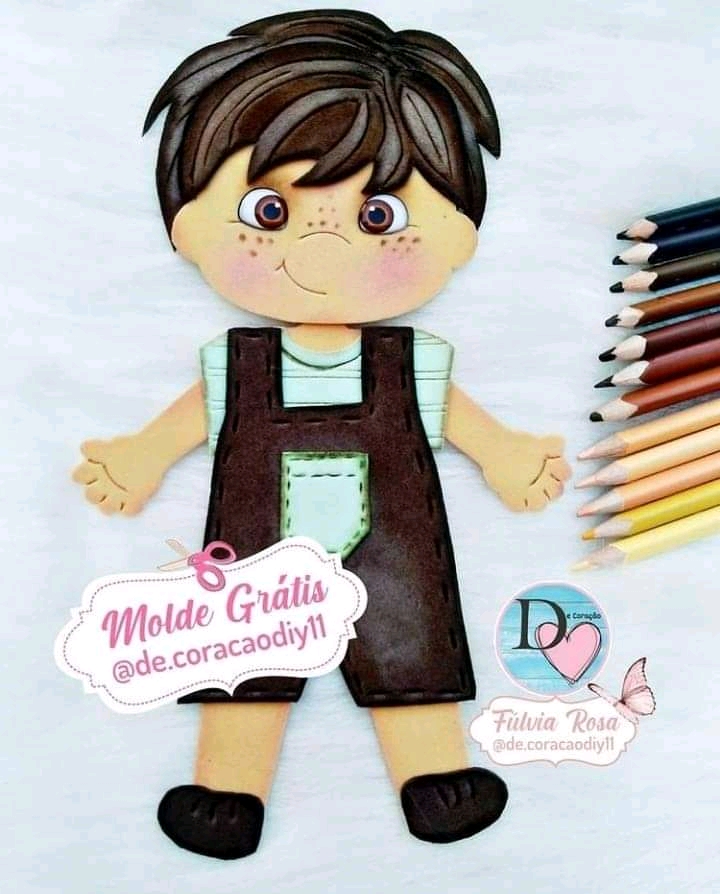 Boneco em eva com molde | Molde para imprimir