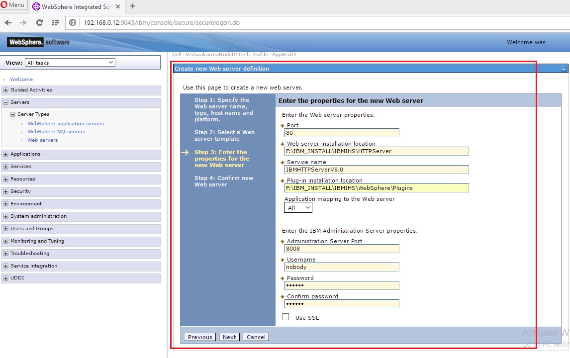 MiddlewareBox: How to Create Web Server in WAS 8.5