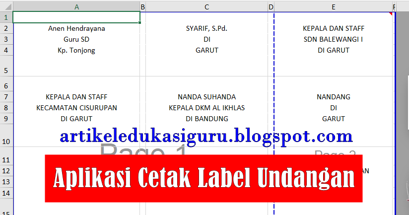 Download Format Label Undangan Koala 103 Dari Excel - Edukasi Guru
