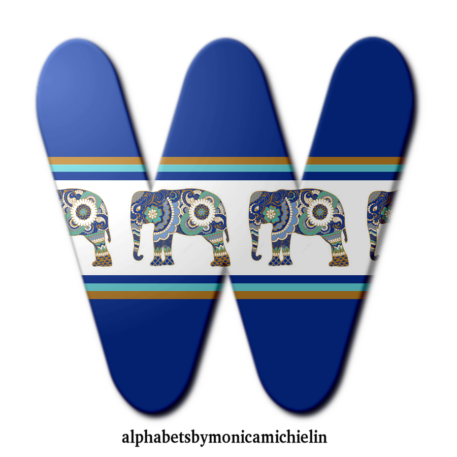M. Michielin Alphabets: FRANK FONT ELEPHANT BLUE PATTERN ALPHABET AND ...