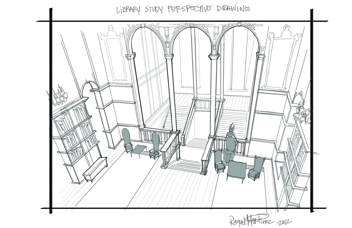 castle perspective drawing | Raquel Martinez Designs