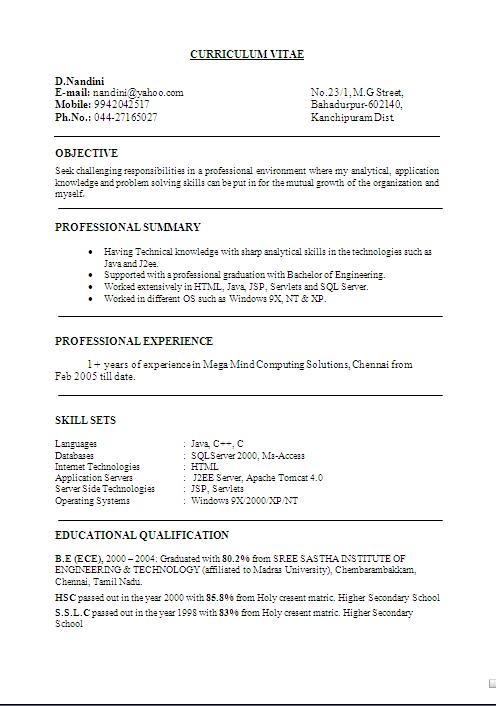 student cv template