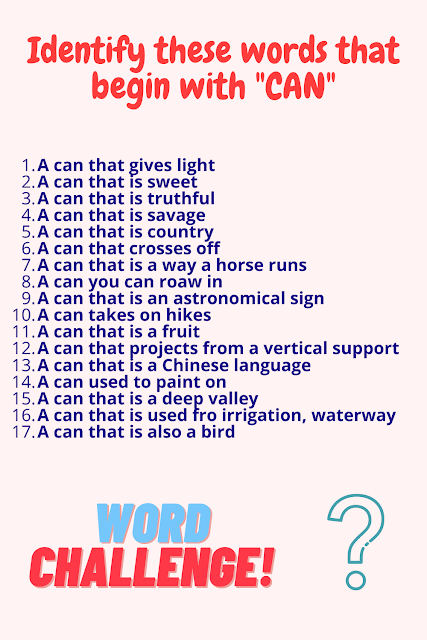 Identify these words that begin with "CAN" | With Answers - Forward ...