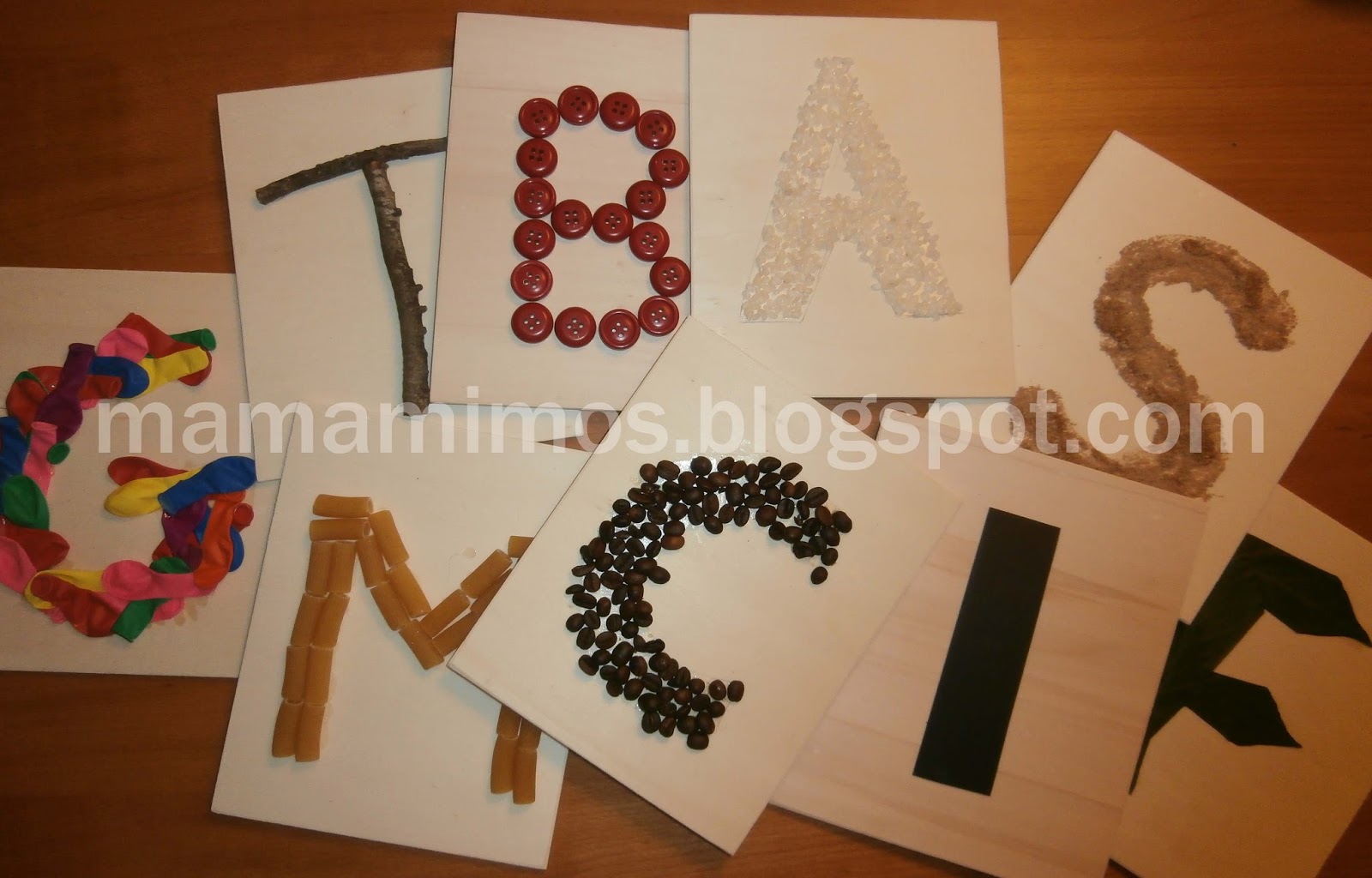 Mamá, mimos y más...: Letras sensoriales