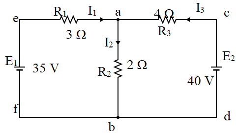 Using Kirchhoff's laws of current and voltage, find the current in 2 Ω ...