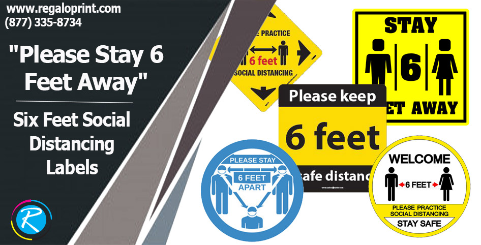 "Please Stay 6 Feet Away" Six Feet Social Distancing Labels