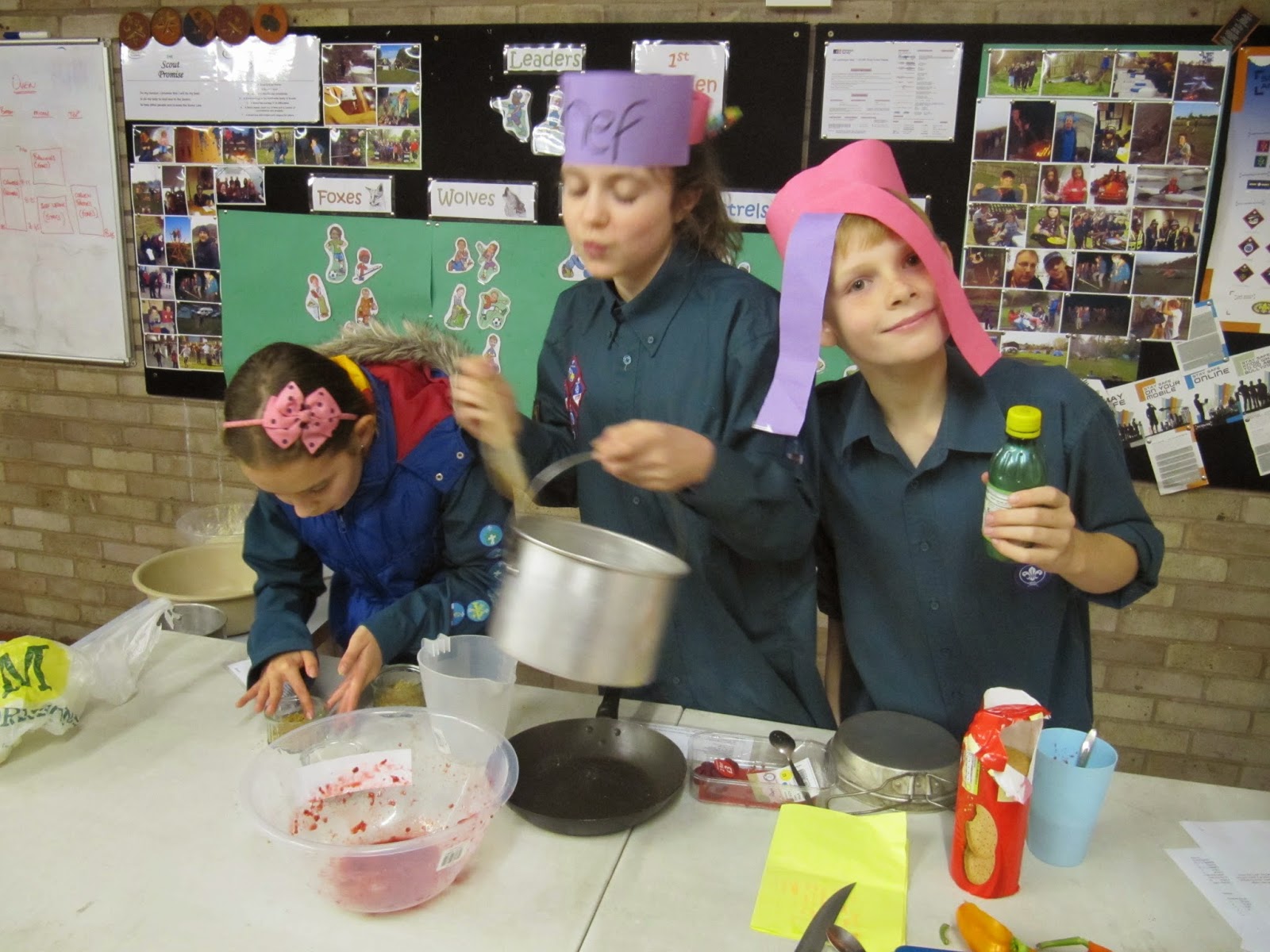 1st Meriden Scouts: Cooking - part of the chef badge.