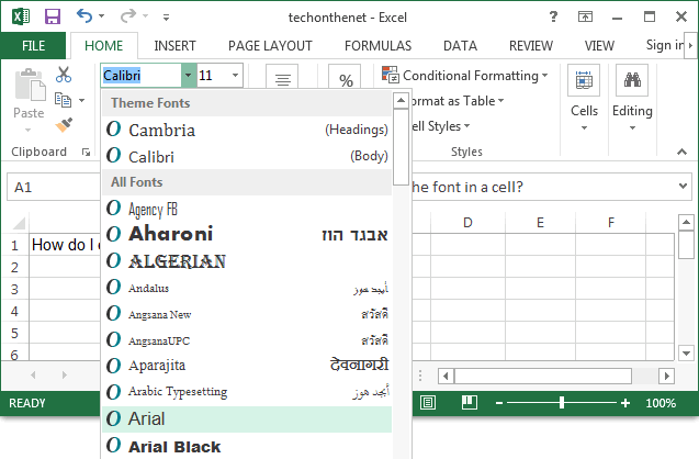 Kursus Excel: Fonts Dalam Excel
