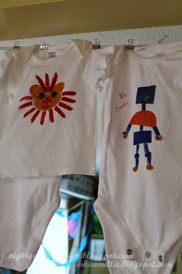 Night Garden Blog: potato print onesies (baby shower project)