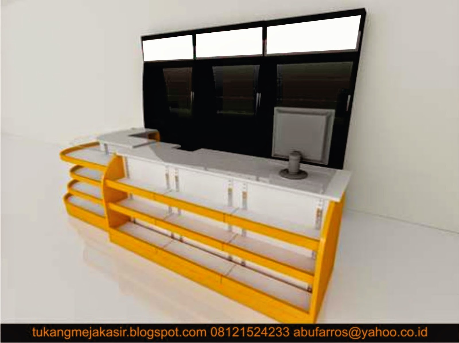 interior design & specialist meja kasir: meja kasir warna orange dan ...