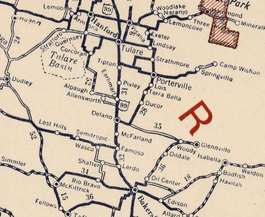 Former US Route 99, US Route 466, and California State Route 65 through ...