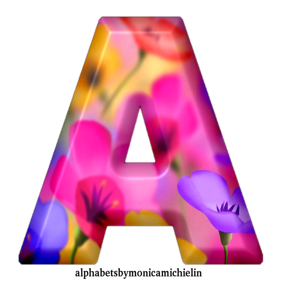 M. Michielin Alphabets: PINK FLORAL SPRING ALPHABET AND ICONS PNG