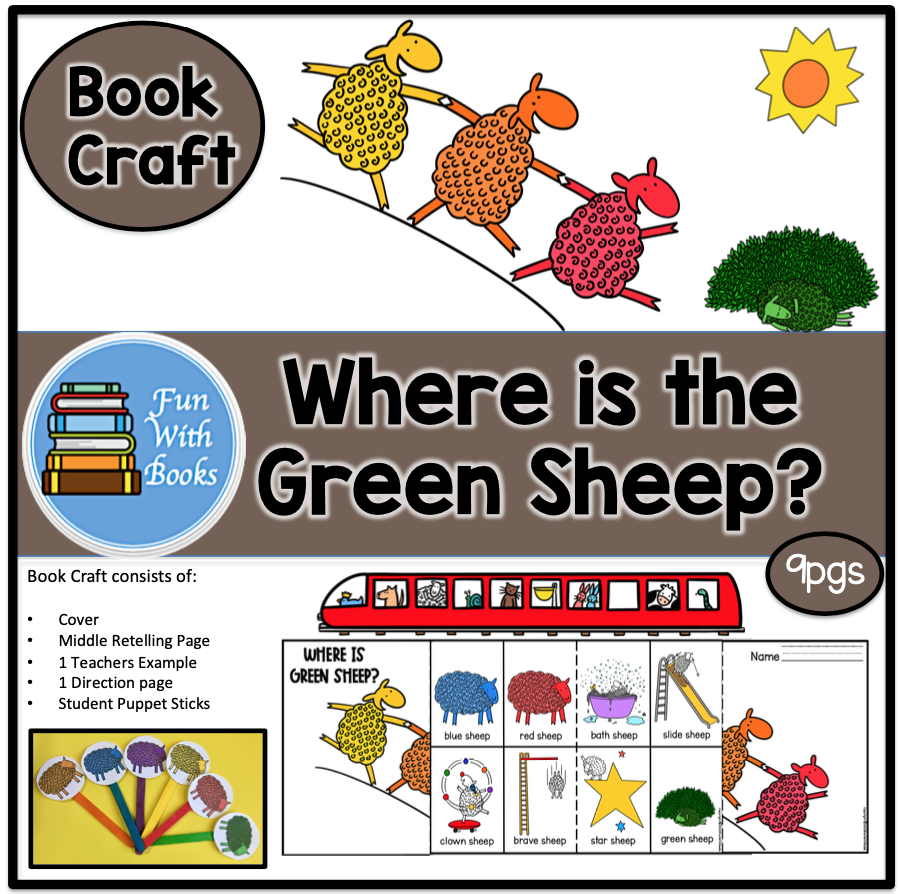 WHERE IS THE GREEN SHEEP? BOOK CRAFT AND STUDENT PUPPET STICKS ~ Book ...