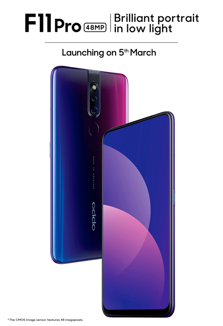 OPPO F11 Pro Launched set on March 5 with 48 Megapixel sensor and popup ...