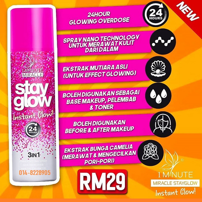 1 Minute Miracle Stay Glow Spray Wajah Segar Makeup Cantik - Hanya Yang ...