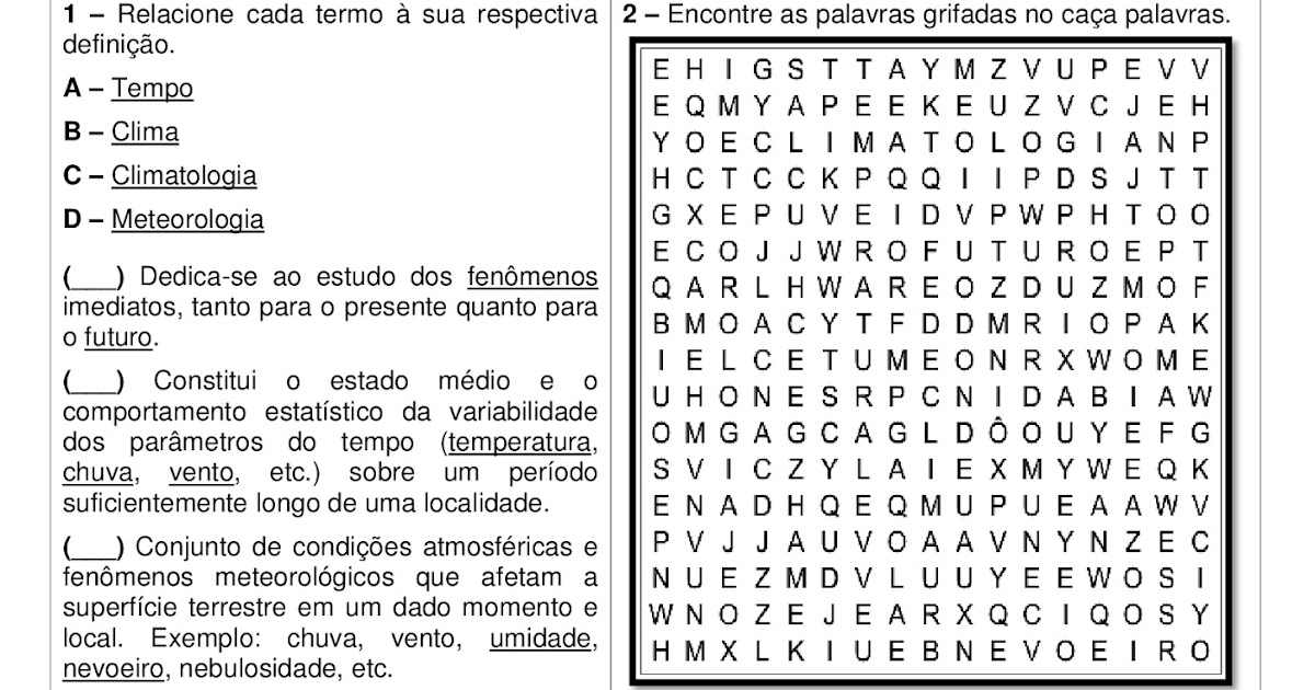 Caça Palavras Espaço Geográfico Caça Palavras Espaço Geográfico