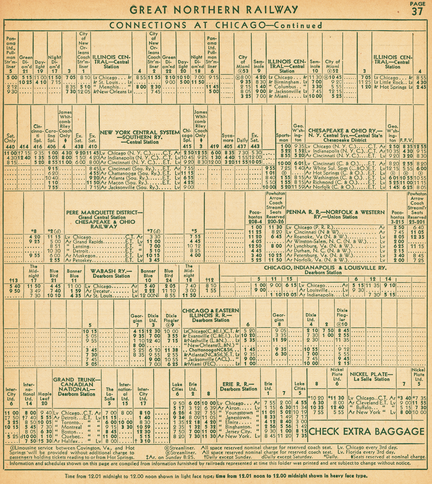 Rolly Martin Country: Great Northern Railway, 1950 Public Timetable ...