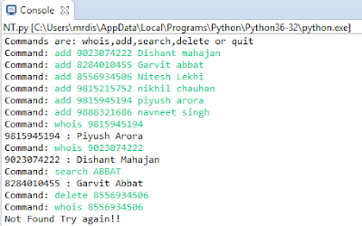 Telephone Database (Persistent Variables) Python - PROGRAMMING