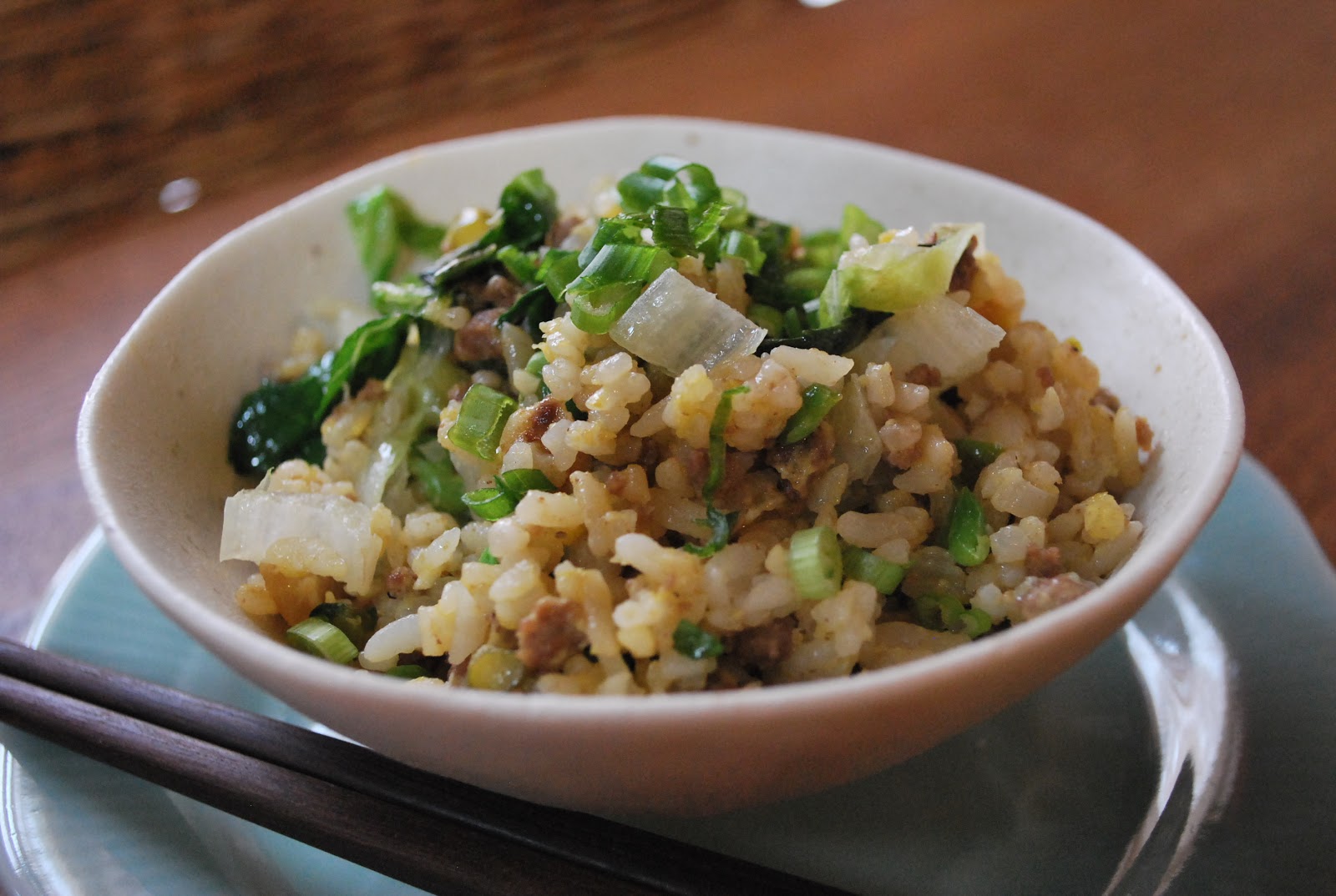 Kūlia cooks!: Beef and Lettuce fried rice.