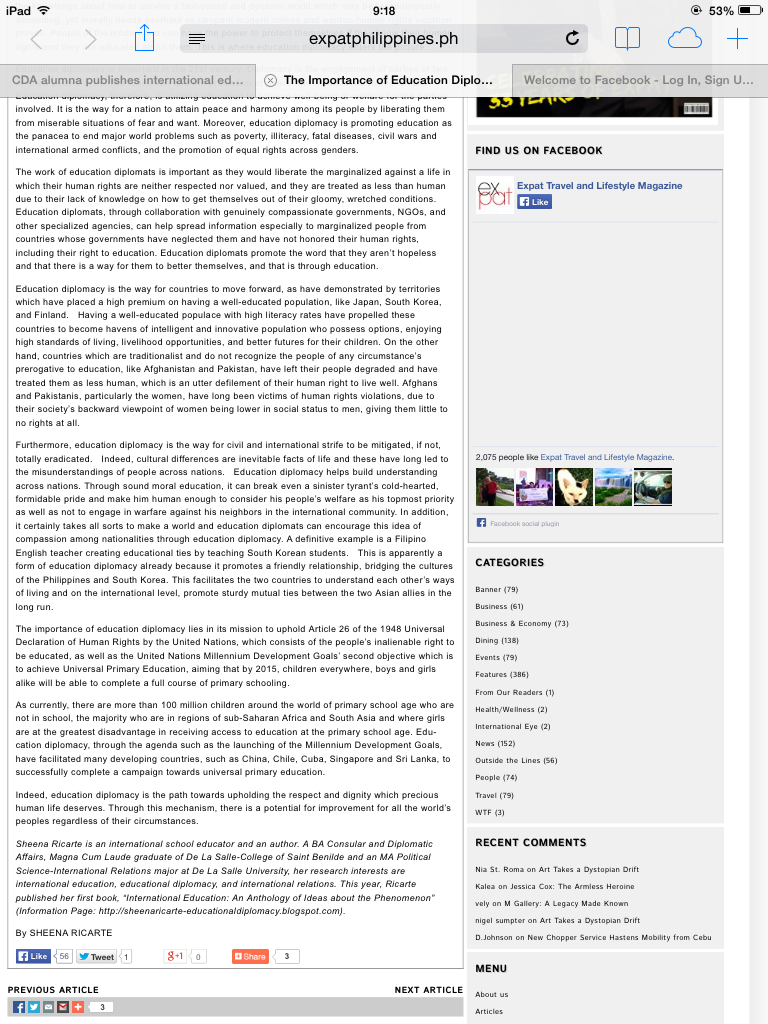 International Education by Sheena Ricarte: Sheena Ricarte's article on ...