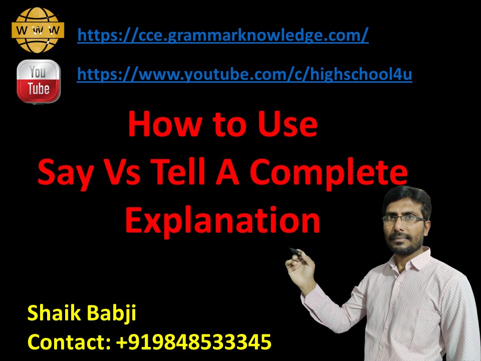 How to Use Say Vs Tell A Complete Explanation | Advanced Level |Online ...