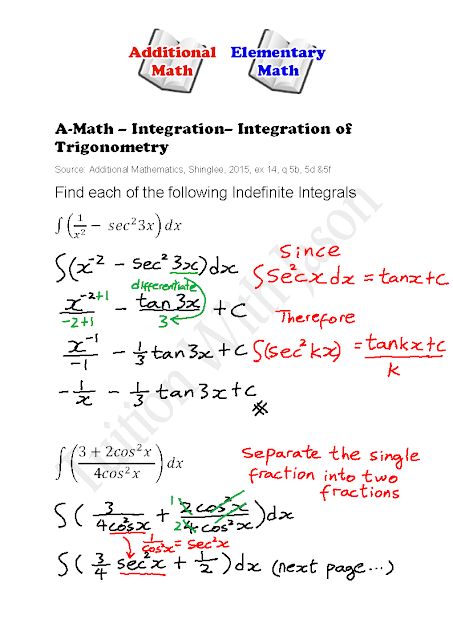 A-Math - Integration - Integration of Trigonometry | Singapore ...