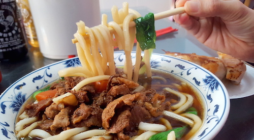 The thick noodles are my choice.