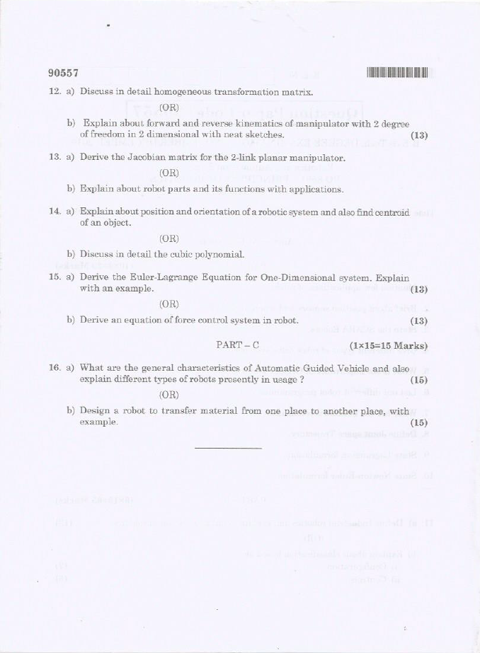 Anna University RO 8591 Principles Of Robotics November/December 2019 ...