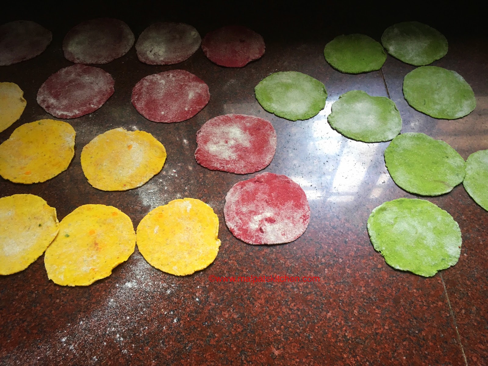 TRI COLORED POORIES, how to make poories with beets, carrot-fresh ...