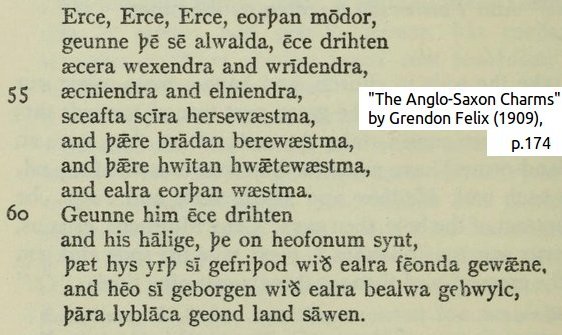 Oera Linda studies: HARK Earth! Anglo-Saxon "Erce eorþan módor" explained