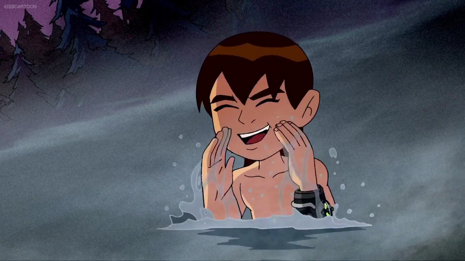 Shirtless Drawn Cartoon Boys: Ben Tennyson in the Lake