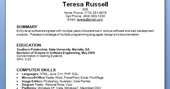 Entry Level Developer Sample Resume Format In Word Free Download Entry Level Developer Sample Resume Format In Word Free Download