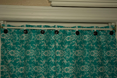 Eggsistential Homemade Life: Button and Ribbon Topped Curtains