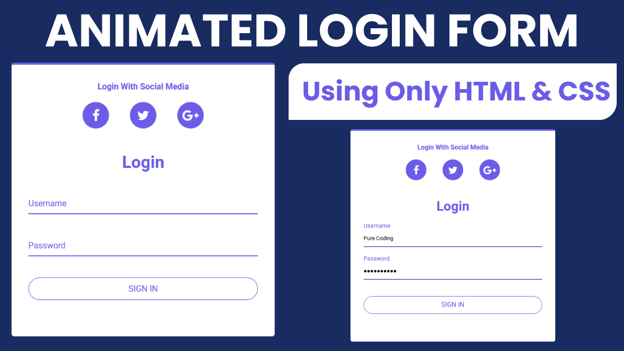 Animated Login Form Using Only HTML & CSS Animated Login Form Using Only HTML & CSS