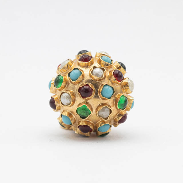 Vintage Italian ball charm crafted in 18 ct gold and set with rubies ...
