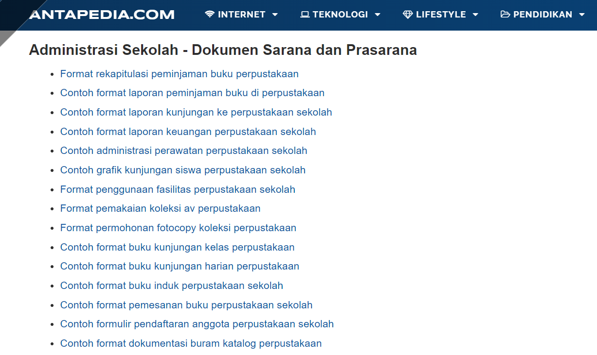 Kumpulan Contoh Format Dokumen Sarana dan Prasarana Sekolah - antapedia.com