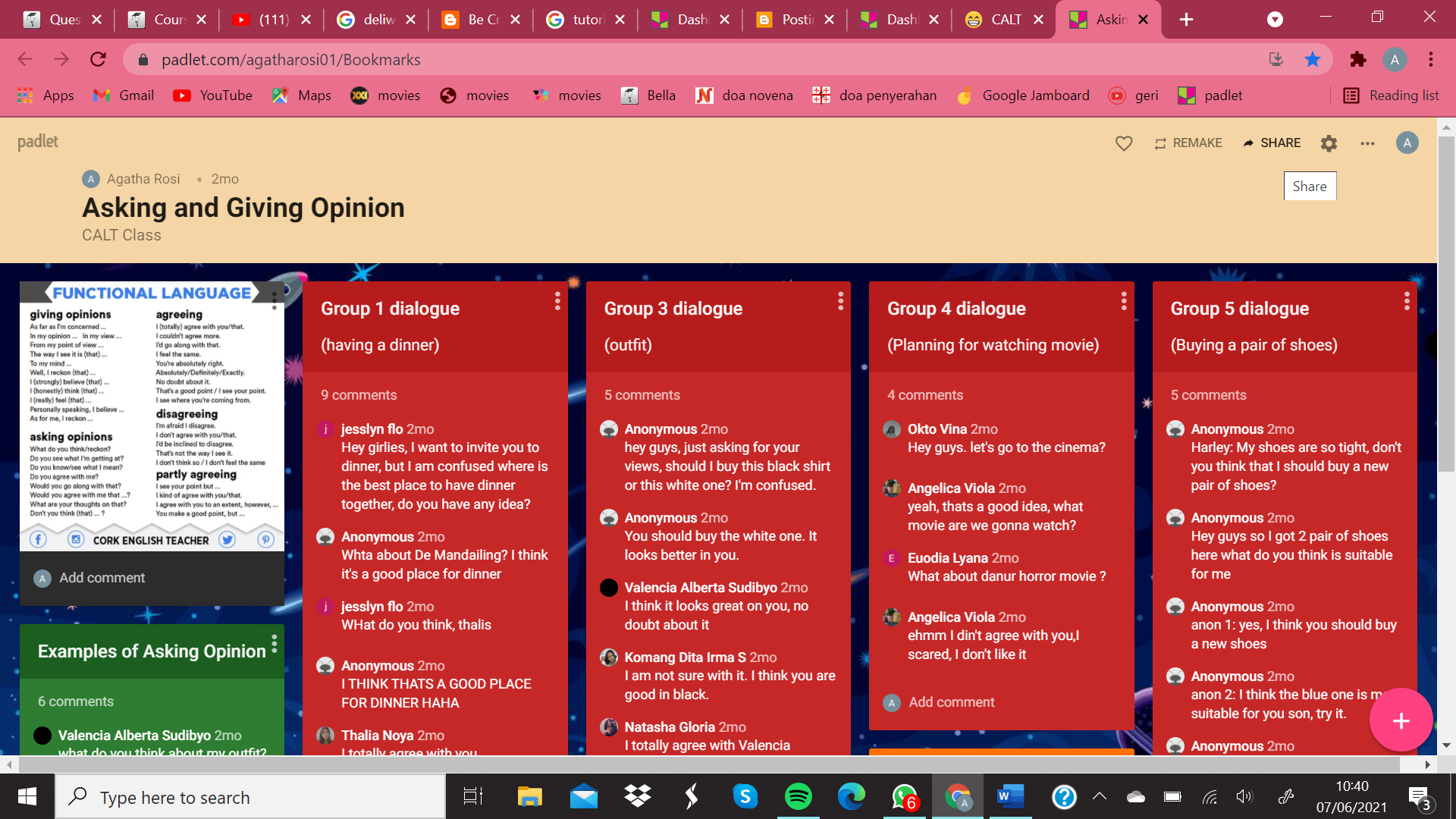Teaching Demonstration using Padlet