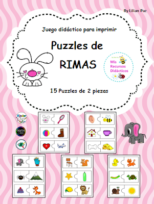 Puzzles de Rimas- 15 Tarjetas didácticas para imprimir y plastificar ...