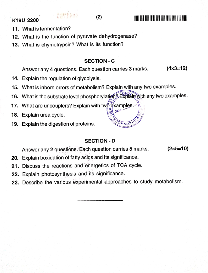 Kannur University B.Sc.Biochemistry 5B 07 BCH:BIOENERGETICS AND GENERAL ...