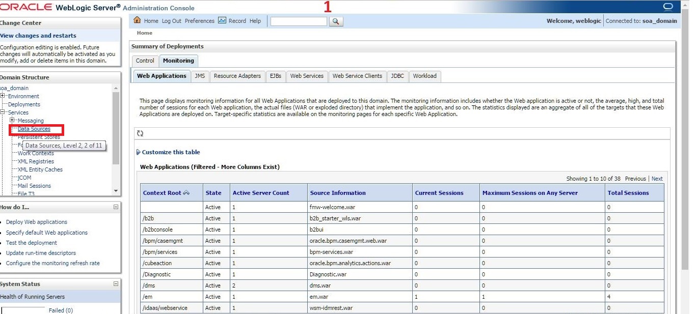 Oracle Weblogic Server New Data Source Creation