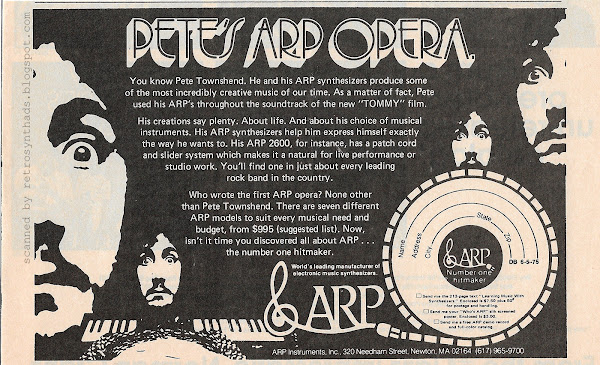 MATRIXSYNTH: 1975 "Pete's ARP Opera" Ad